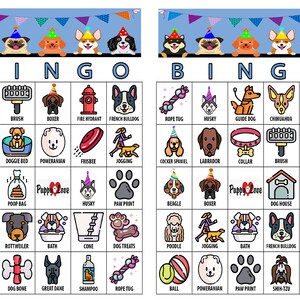 Dog Games, Puppy Bingo, Birthday Party for Kids, Digital Download ...