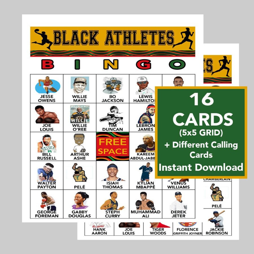 Black History Month Bingo, Black History Game, Black History Athletes ...