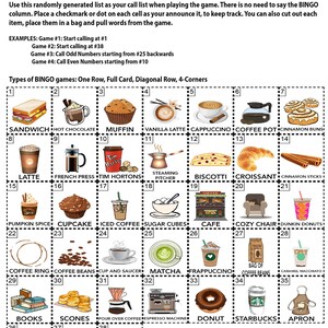 Coffee Bingo Game: 30 Printable Cards, Coffee Party (digital Download ...
