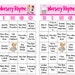 Nursery Rhymes, Nursery Rhyme Bingo, Girl Baby Shower Game, Digital ...