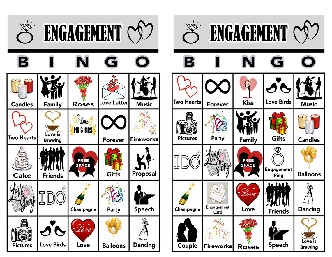 Engagement Party Games Engagement Bingo Digital Download - Etsy