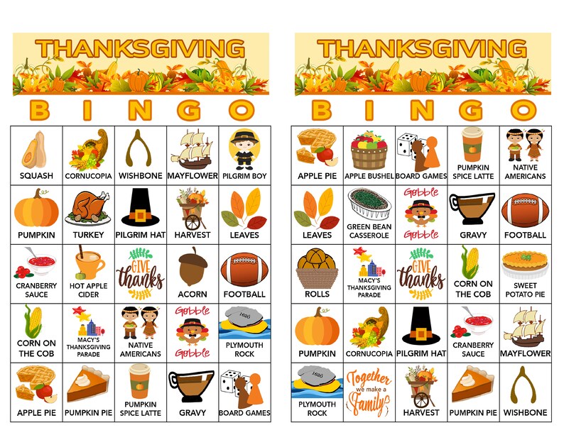 Thanksgiving Bingo Thanksgiving Games Thanksgiving Family - Etsy Canada