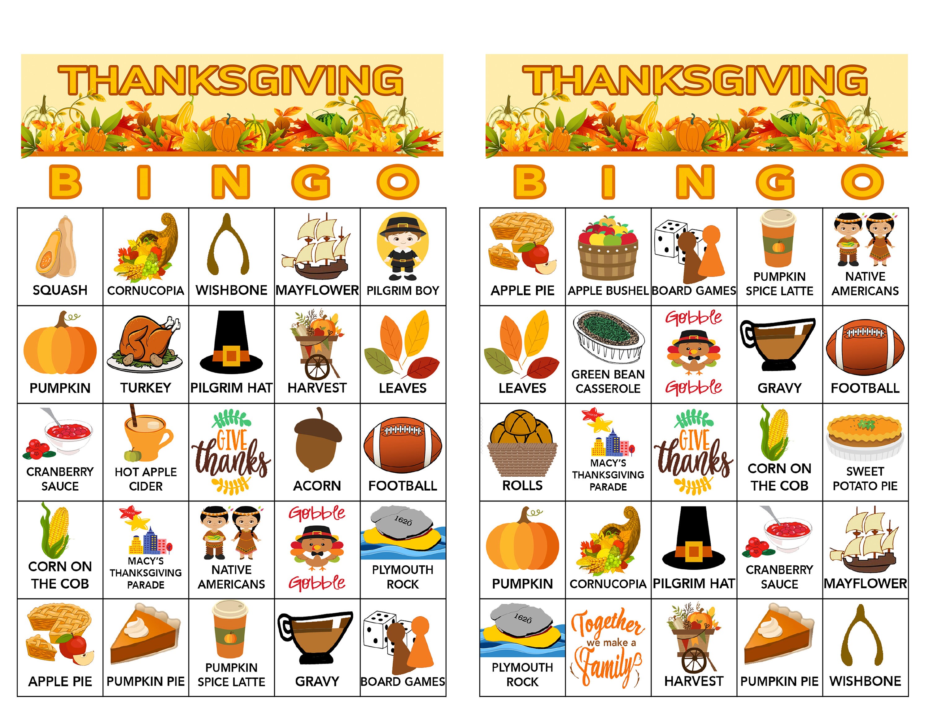 Thanksgiving Bingo Thanksgiving Games Thanksgiving Family - Etsy Canada