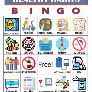 Healthy Habits Bingo Healthy Games Digital Download Bingo - Etsy