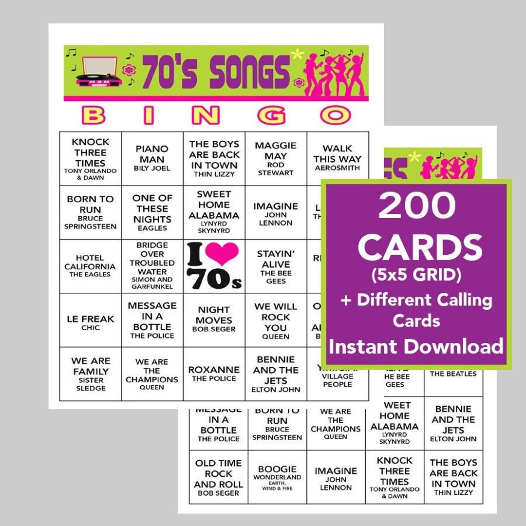 70's Music Hits, 70's Party, 70's Birthday, Instant Digital Download ...
