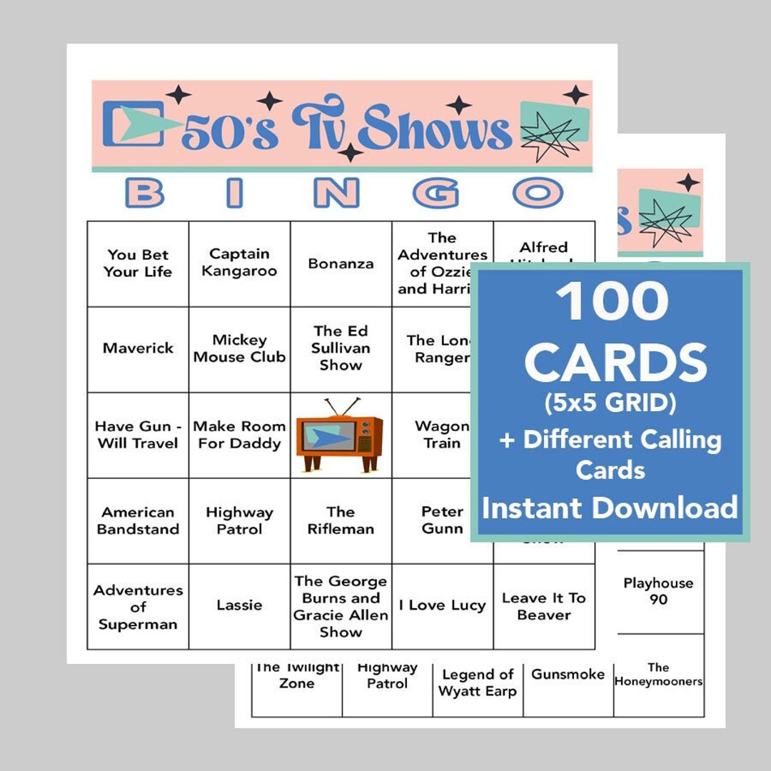 50's TV Shows, 50's Games, 50's Bingo Music, Instant Digital Download ...