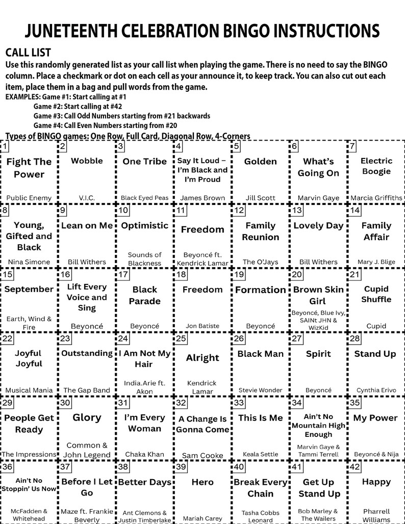 Juneteenth, Freedom Day, Juneteenth Music Bingo, Black History, Instant ...
