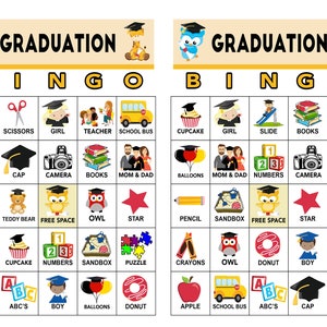Preschool Graduation Bingo, Kindergarten Graduation Bingo, Kindergarten ...