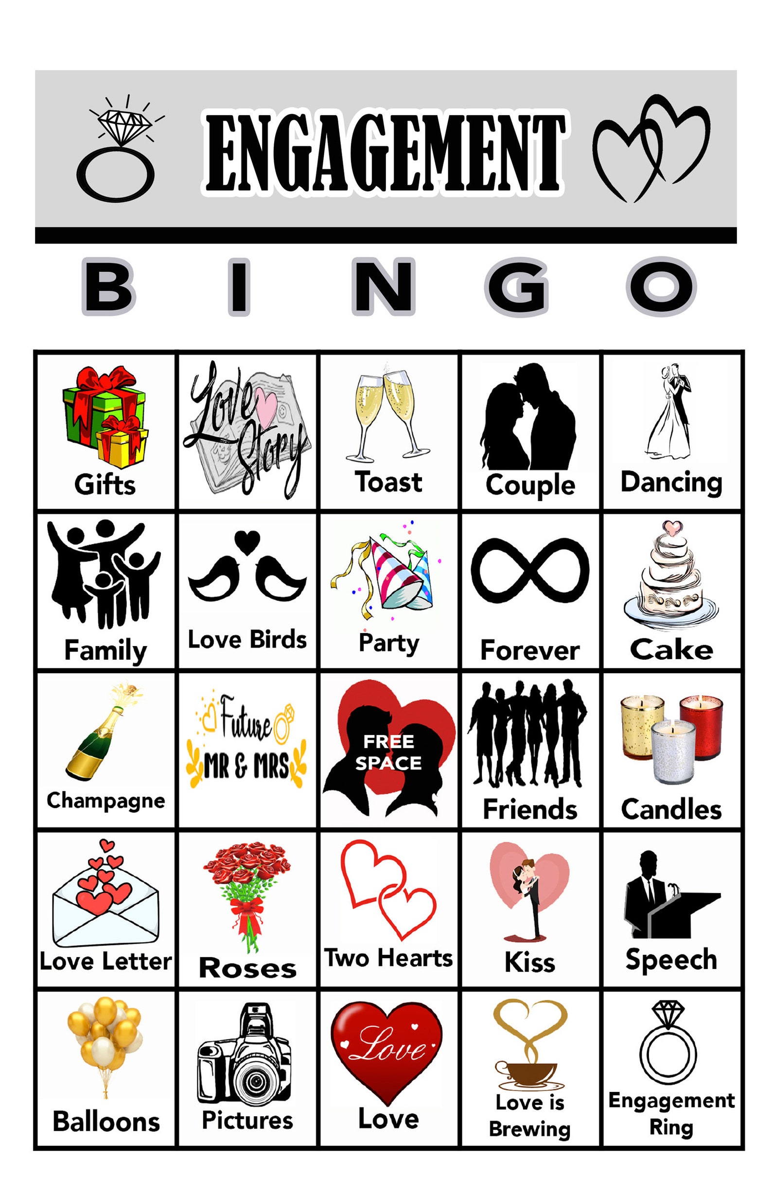 Engagement Party Games Engagement Bingo Digital Download | Etsy