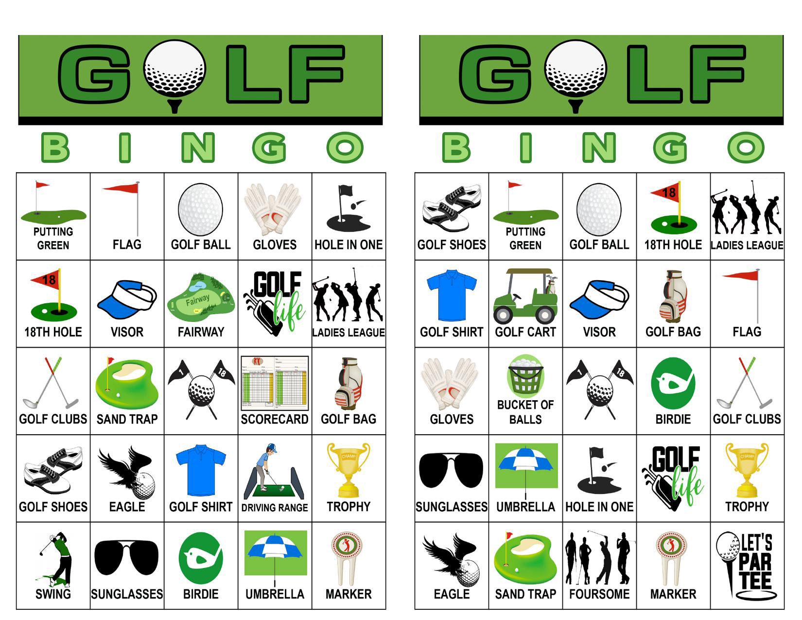 Golf Bingo Game Sports Bingo Party Bingo Golf Games Fun - Etsy