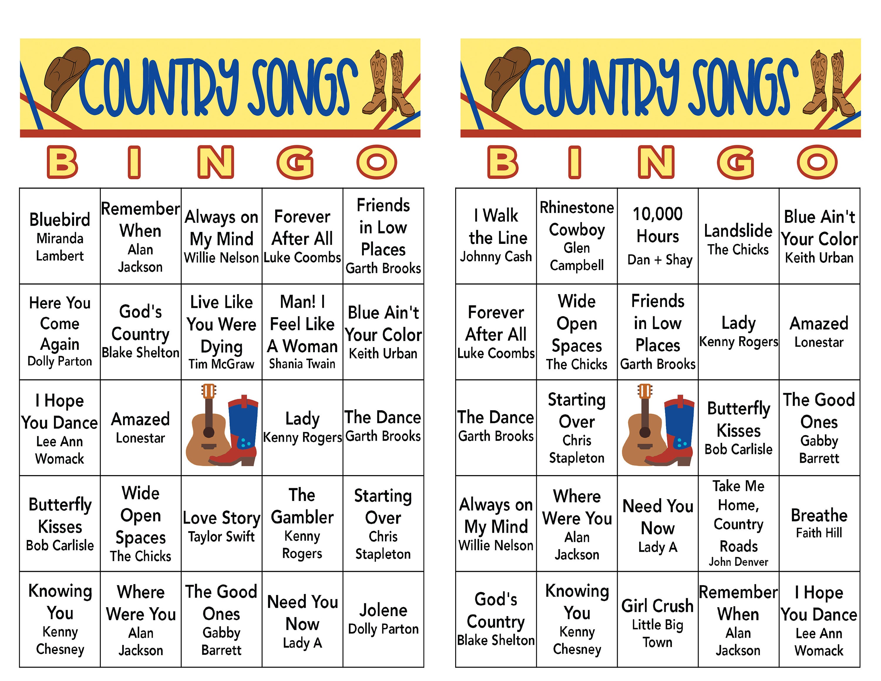 Country Music Hits Country Music Party Digital Download - Etsy