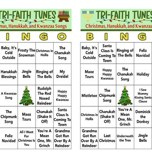 HOLIDAY Music, Bingo, Christmas, Hanukkah, Kwanzaa, Music Bingo ...
