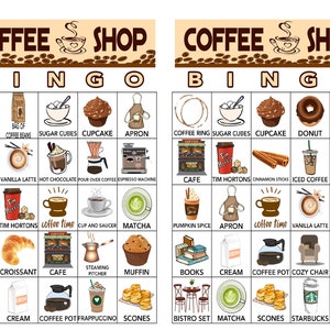 Coffee Bingo Game: 30 Printable Cards, Coffee Party (digital Download ...