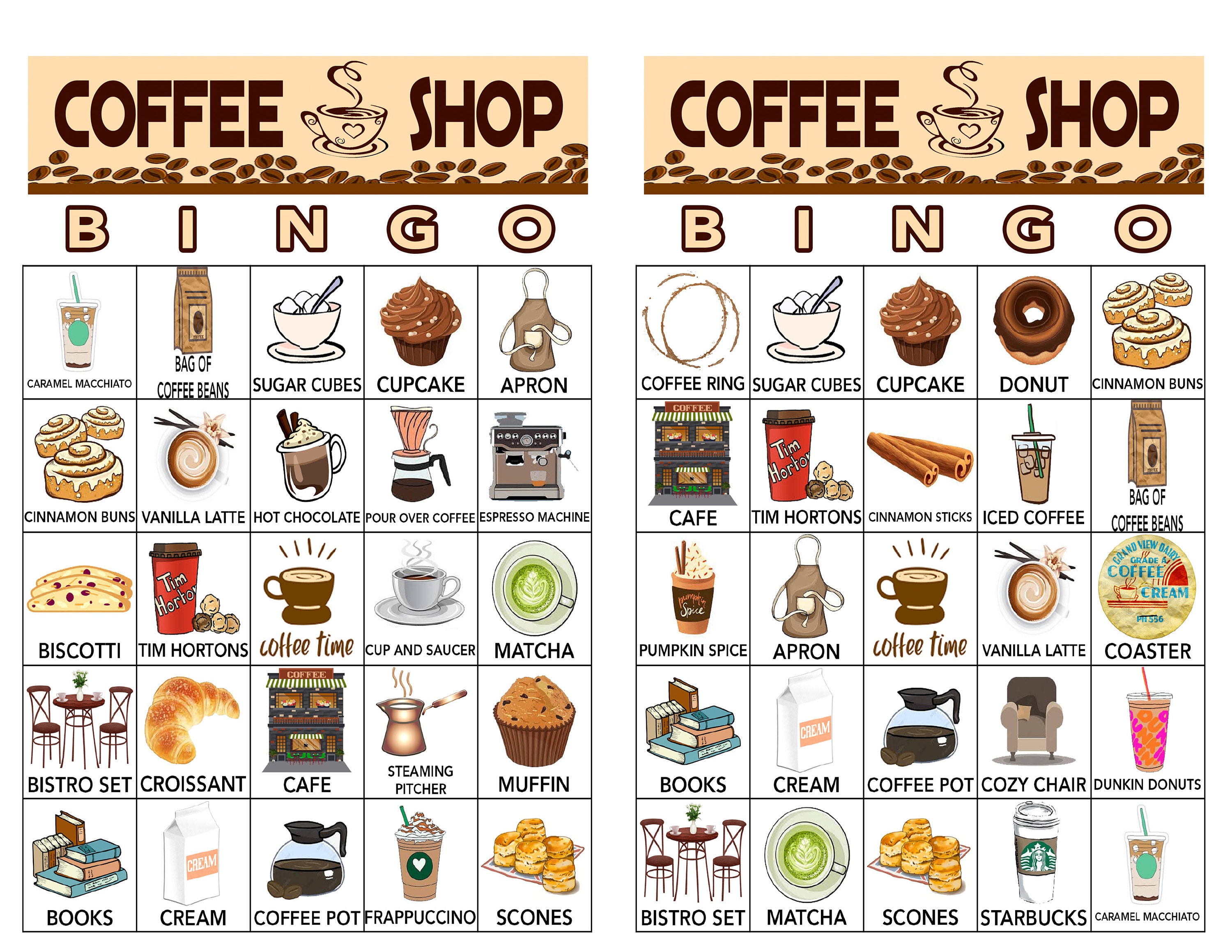Coffee Bingo Game: 30 Printable Cards, Coffee Party (digital Download ...