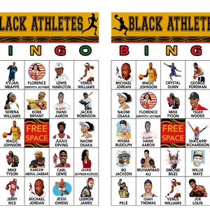 Black History Month Bingo, Black History Game, Black History Athletes ...