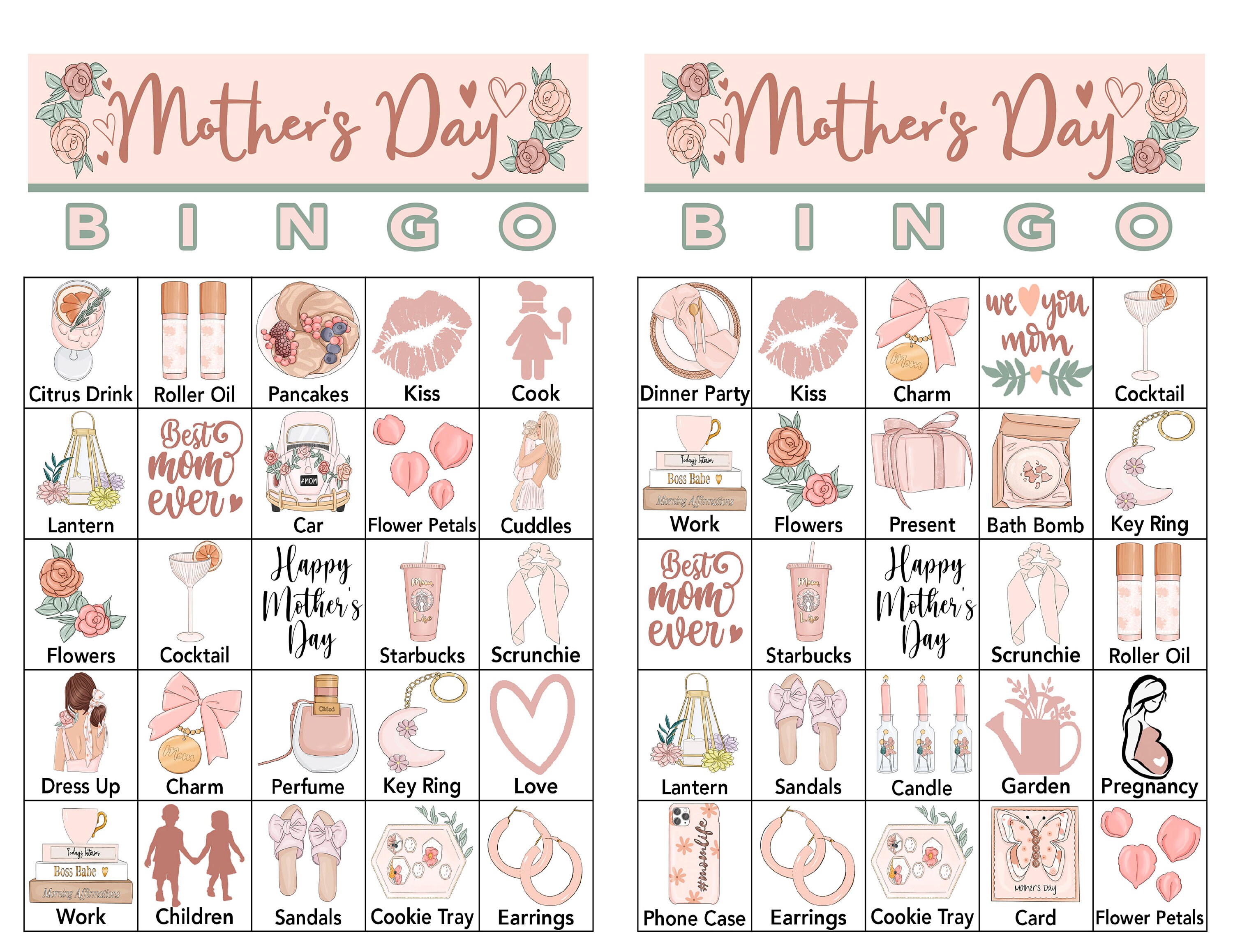 Mother's Day Bingo Game Easy to Print & Play Family Game - Etsy