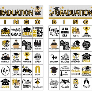 Graduation Bingo, Black and Gold Graduation Bingo, High School Grad ...