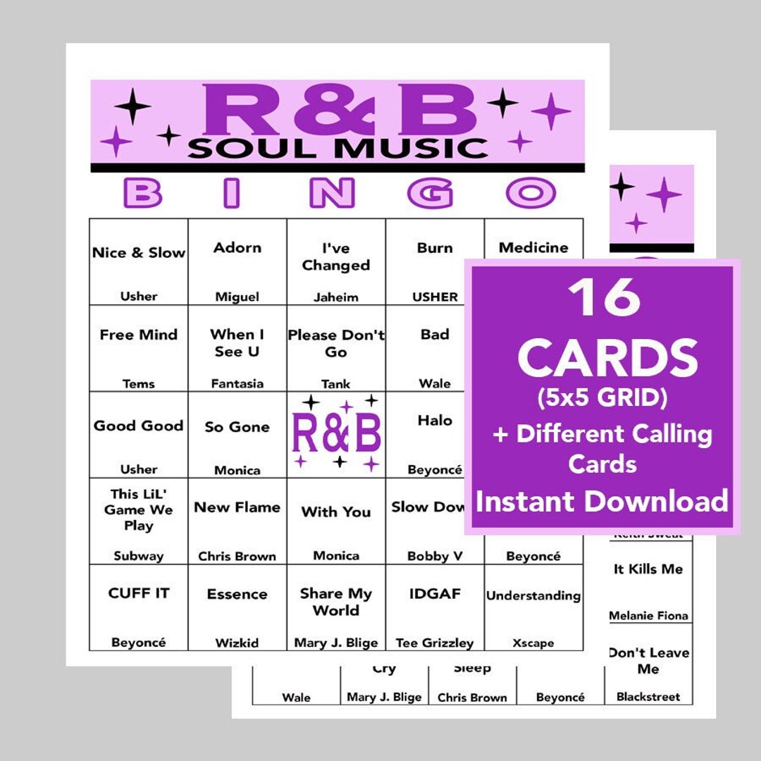 R&B Music Hits, Soul Music, 75 Songs, Digital Download, Bingo Games ...