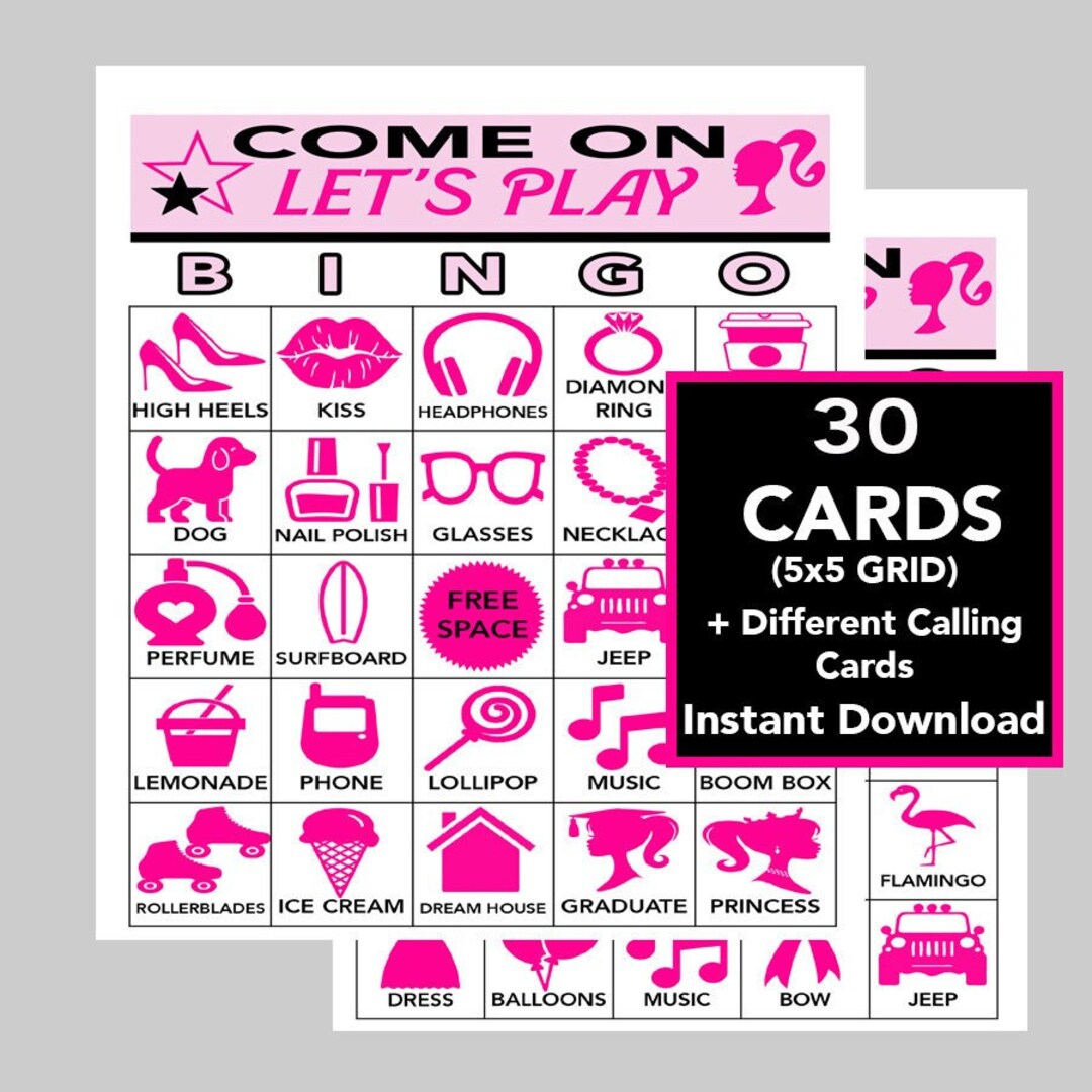 Pink Bingo, Kids Bingo Game, Bachelorette Bingo, Girls Bingo, Birthday ...