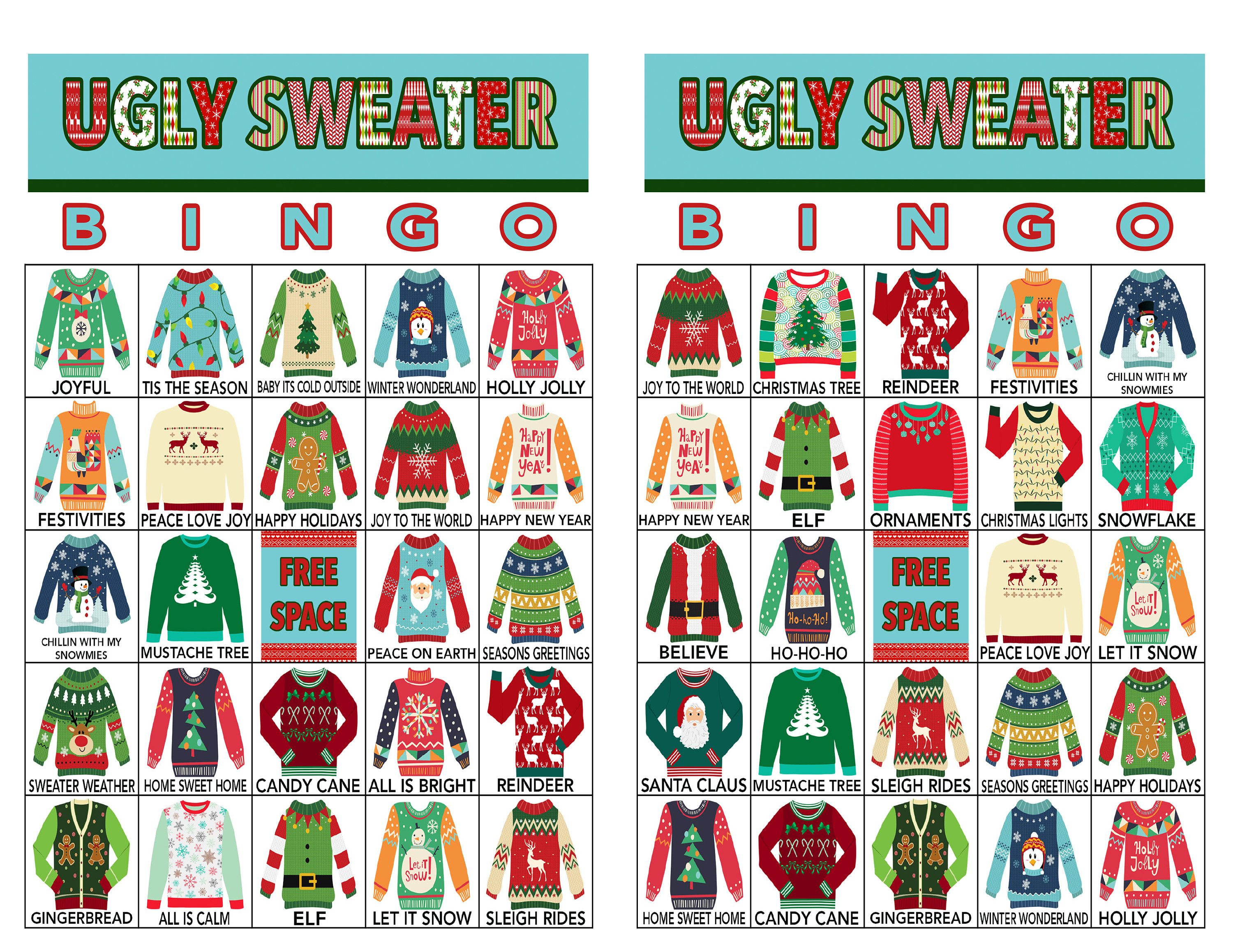 Ugly Sweater Ugly Sweater Bingo Christmas Bingo (Instant Download) - Etsy