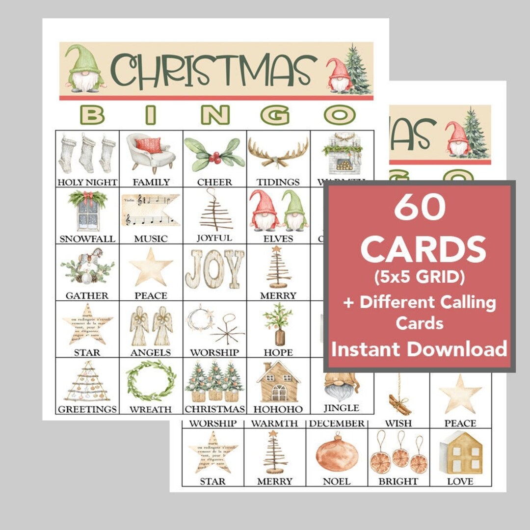 Christmas/holiday Bingo Cards: Printable Bingo, Kids Game, Senior ...