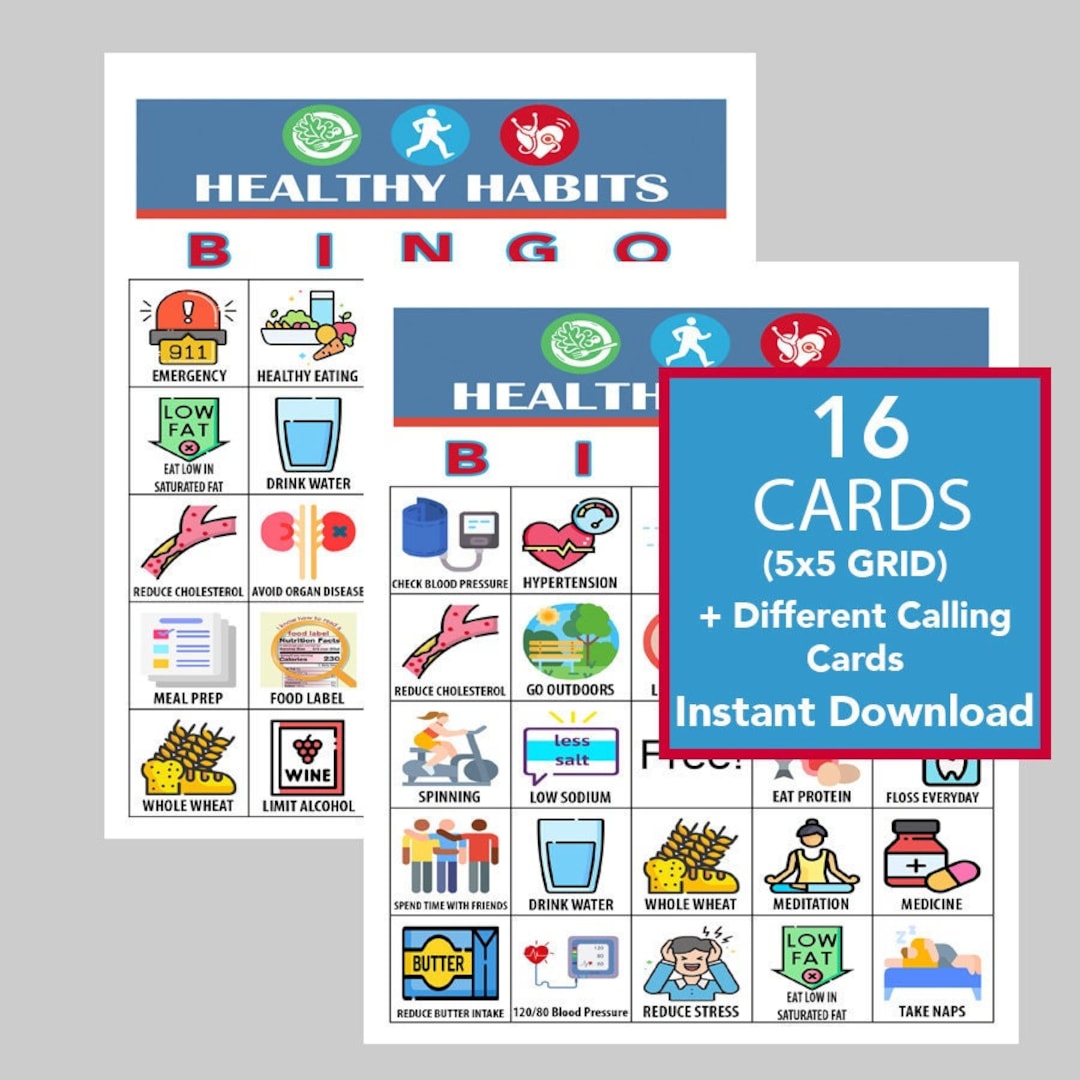 Healthy Habits, Healthy Practices Bingo, Nurse Bingo, Instant Digital ...