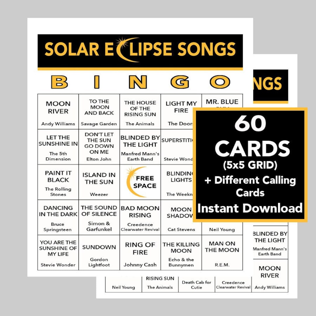 Solar Eclipse, Solar Eclipse Party, Solar Eclipse Game, Music Bingo ...