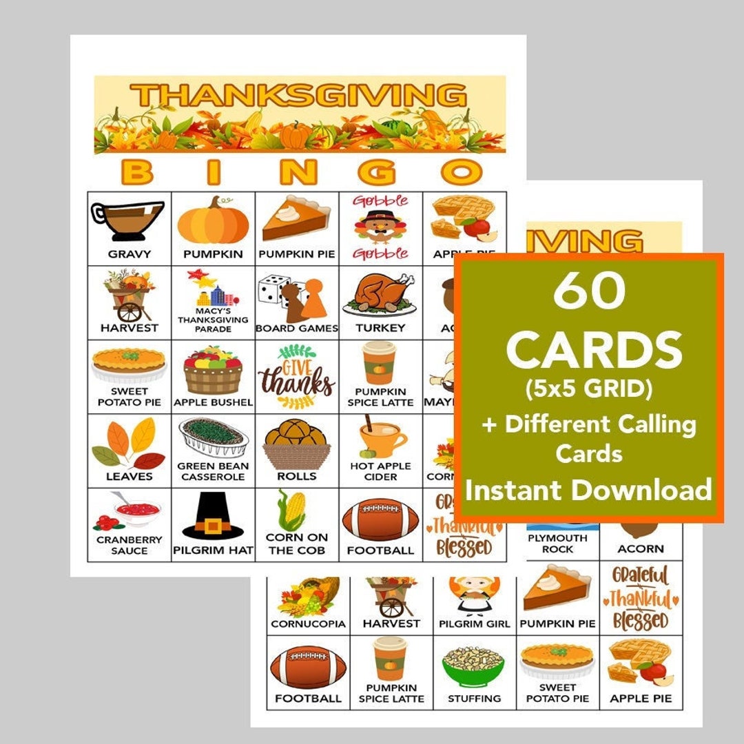Thanksgiving Bingo, Thanksgiving Games, Thanksgiving Family Game ...