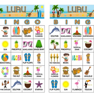 Luau Bingo Game, 30 Printable Cards, Summer Party (instant Download) - Etsy
