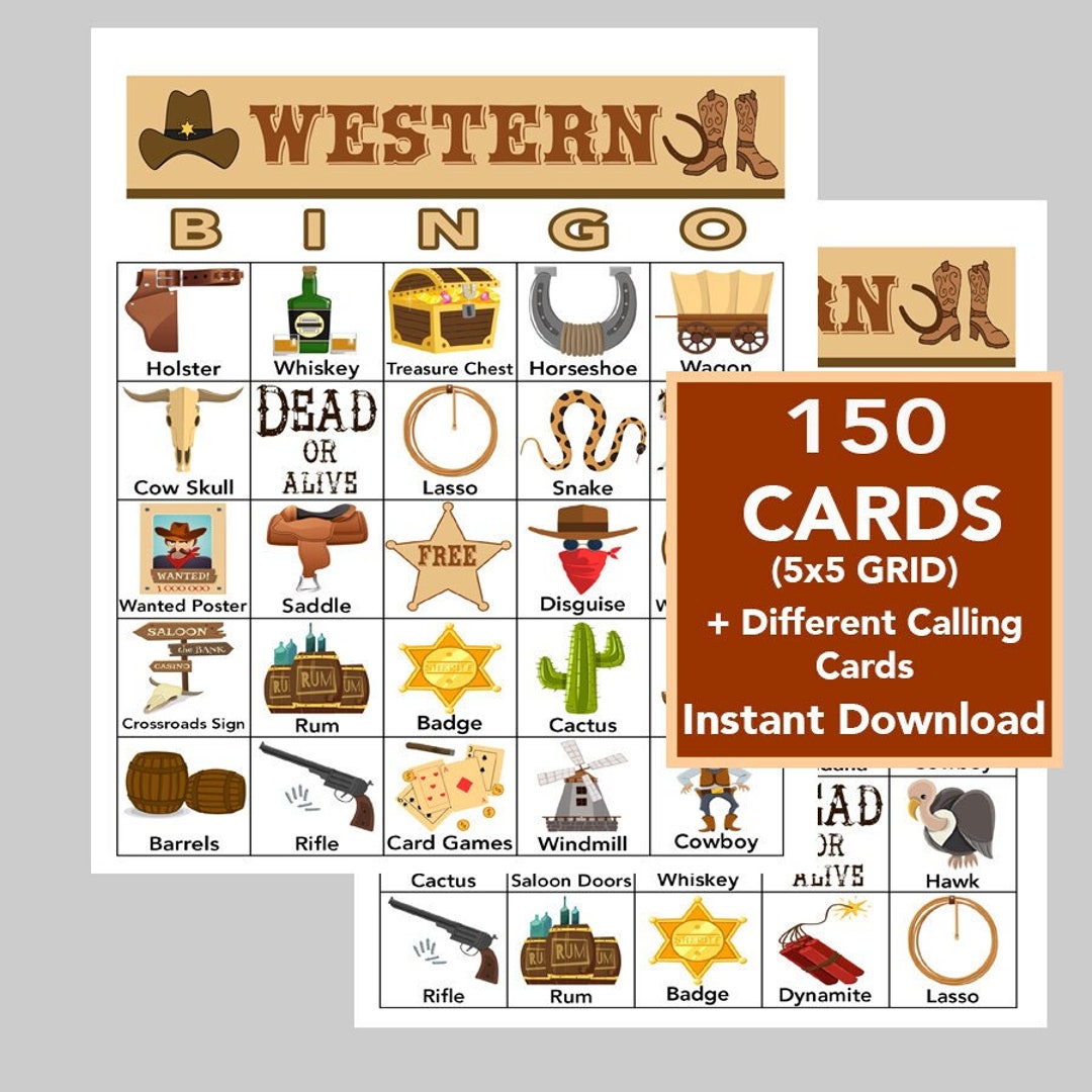 Wild West, Western, Cowboy Games, Cowboy Bingo, 5x5 Bingo Printable ...
