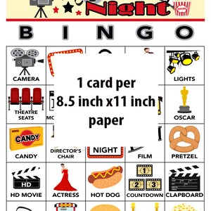 Movies, Movie Night Bingo, Family Night Games, Instant Digital Download ...