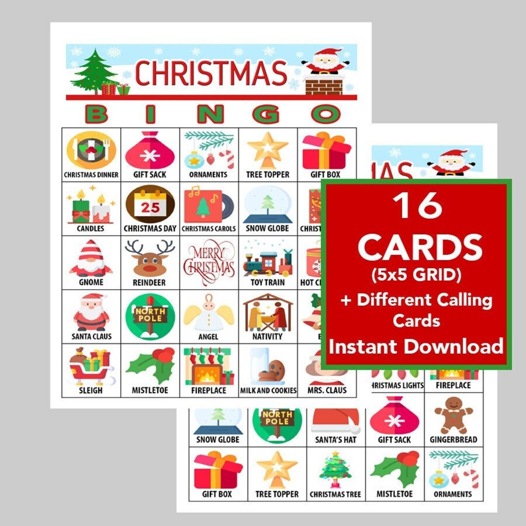 Christmas Bingo, Holiday Bingo, Kids Christmas Games, Family Bingo Game ...