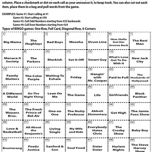 Black TV Shows & Movies Bingo, Black Actors, Famous Black People, Black ...
