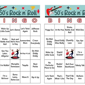 50's Rock 'n' Roll, 50's Rock 'n' Roll Bingo, Music Games, Rock 'n ...