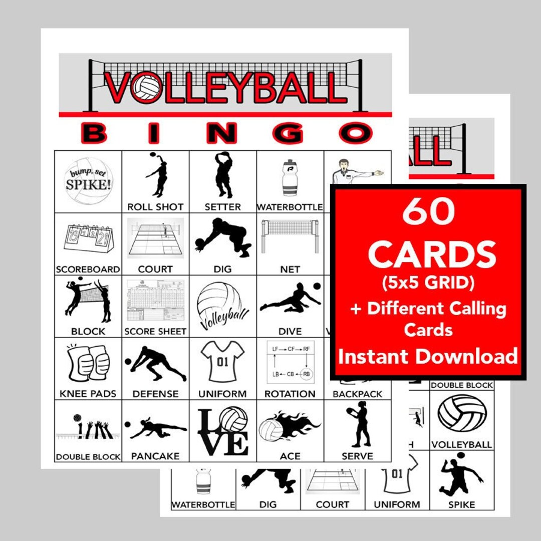 Volleyball Bingo Game, Sports Bingo, Party Bingo, Volleyball Games ...