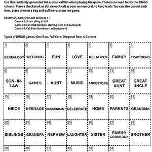 Family REUNION BINGO Game, Mix and Mingle Game, Family Reunion ...