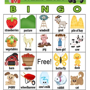 Farm Livin' Bingo, Farm Animal Party, Digital Download, Bingo Games ...