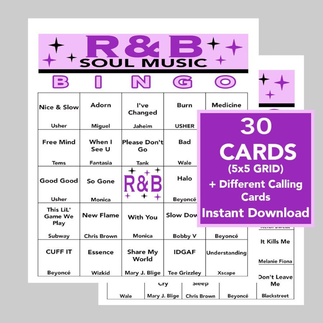R&B Music Hits, Soul Music, 75 Songs, Digital Download, Bingo Games ...
