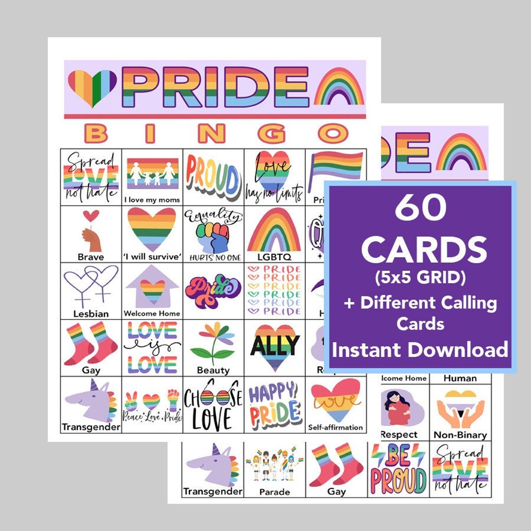 Pride BINGO, Pride Month, LGBTQ Party Game, Gay Pride, Community Game ...