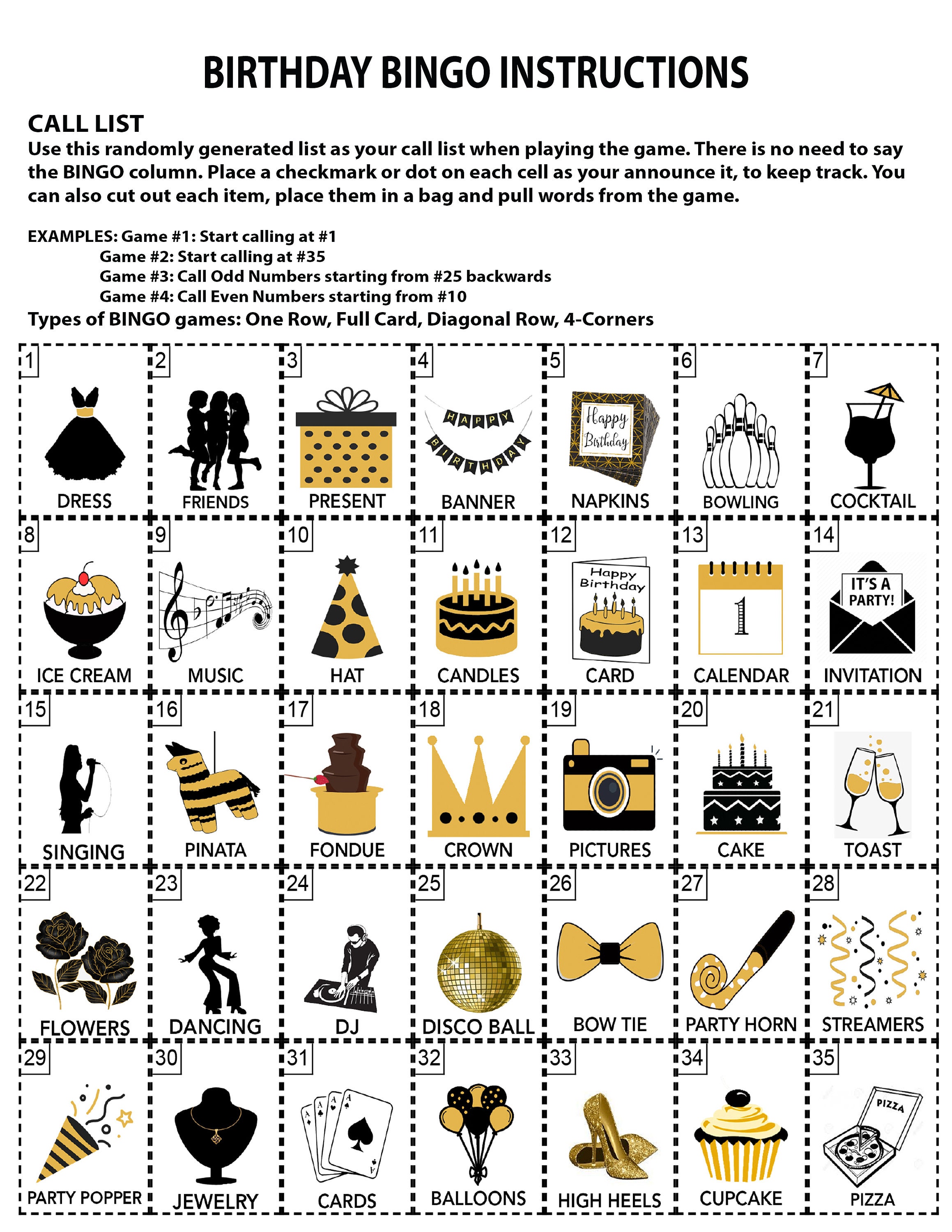 Happy Birthday Birthday Party Bingo Birthday Games Bingo - Etsy