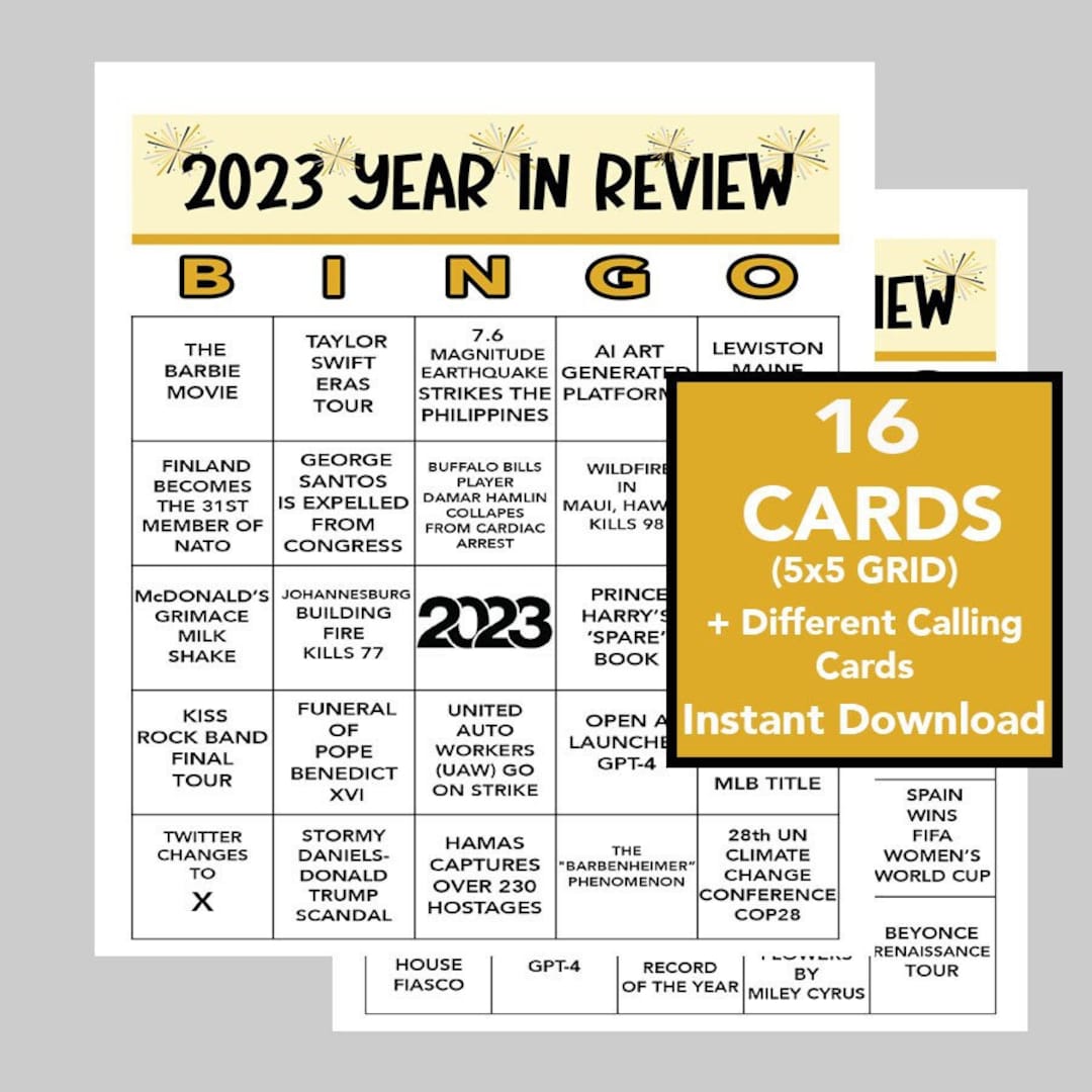 2023 Year in Review, New Years Bingo, New Years, 2023 Events, Office ...