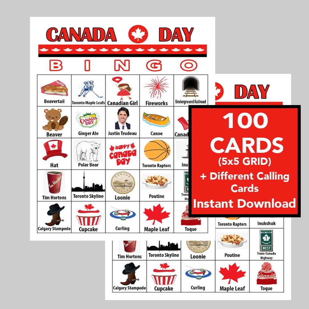 Canada Day, Canada Day Bingo Game, Summer Bingo, Party Bingo, Summer ...