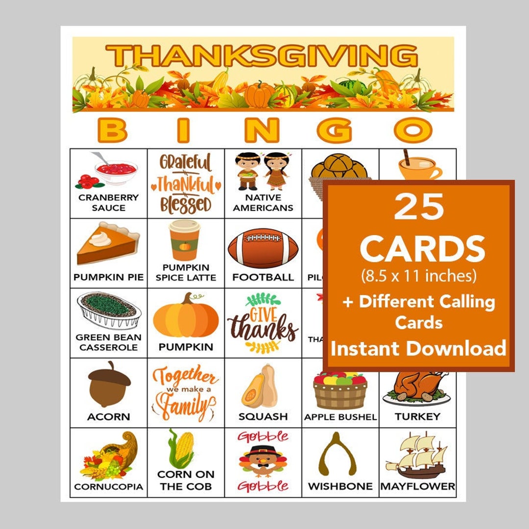 Thanksgiving Bingo, Thanksgiving Games, Seniors Game, Office Party Game ...