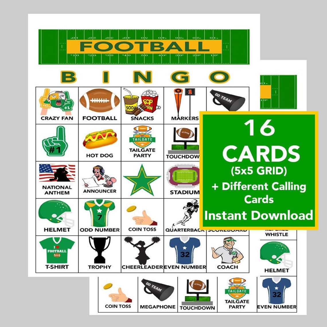 Football Bingo Game Sports Bingo Party Bingo Football - Etsy