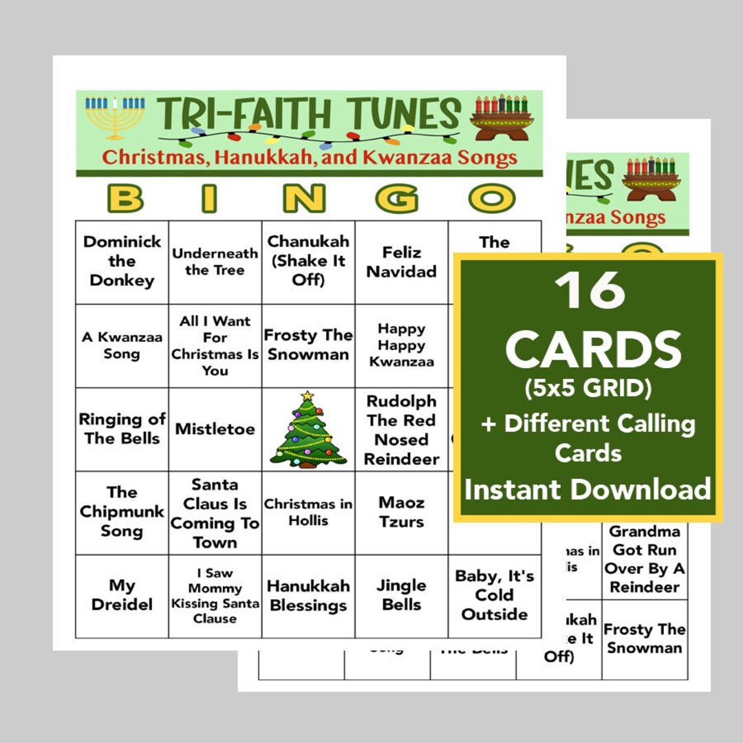 HOLIDAY Music, Bingo, Christmas, Hanukkah, Kwanzaa, Music Bingo ...