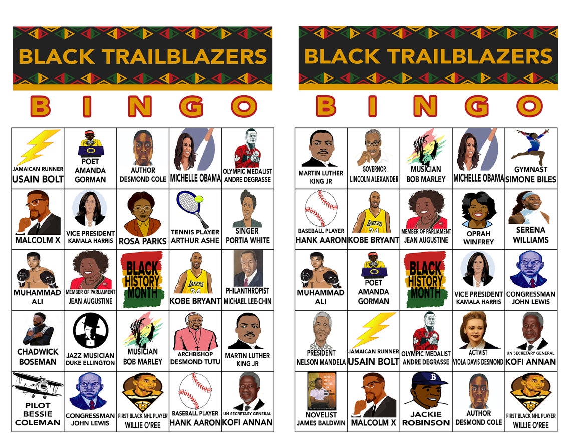 Black Trailblazers Bingo, Black History Month Game (30 Cards) (digital ...