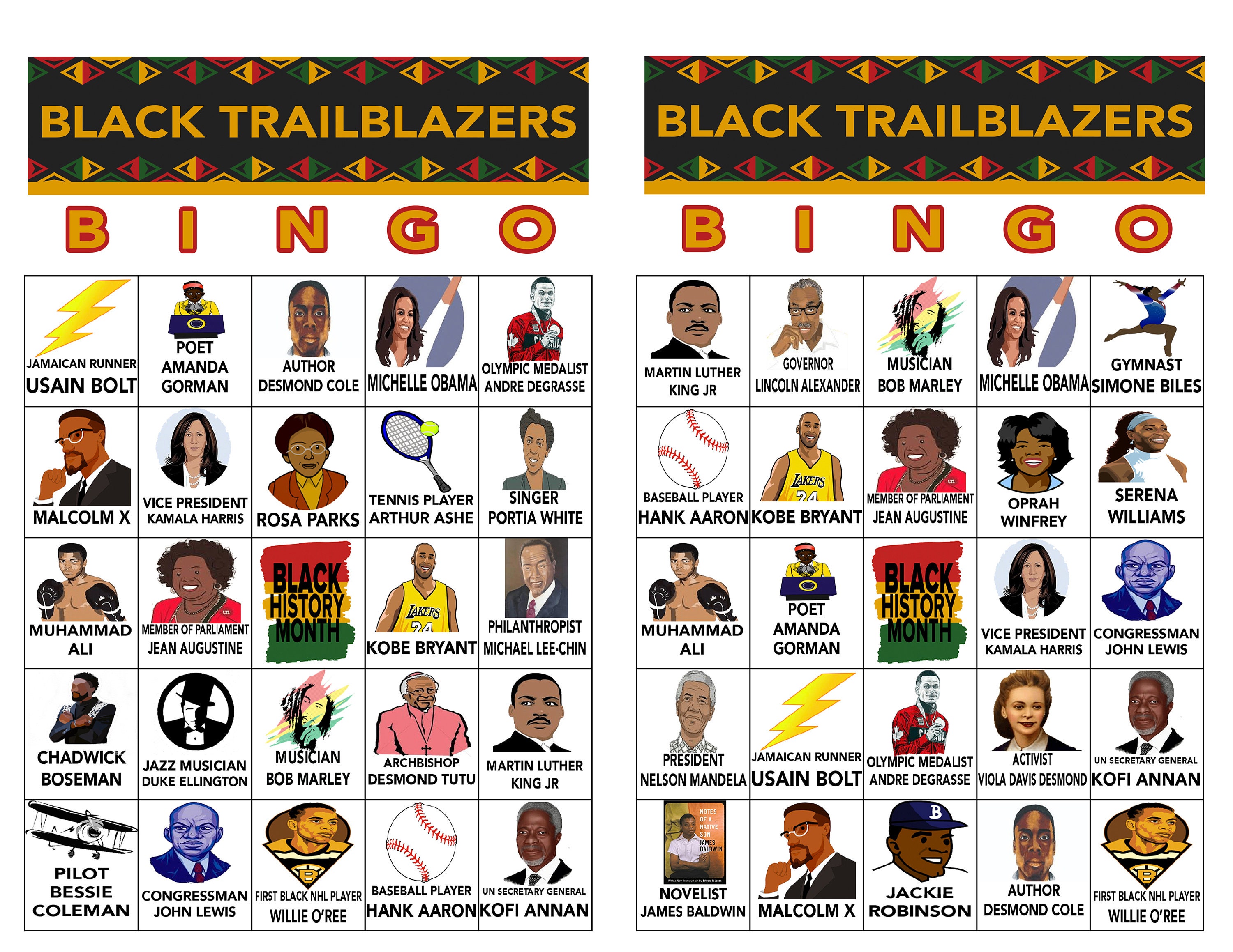 Black Trailblazers Bingo Black History Games Black History - Etsy