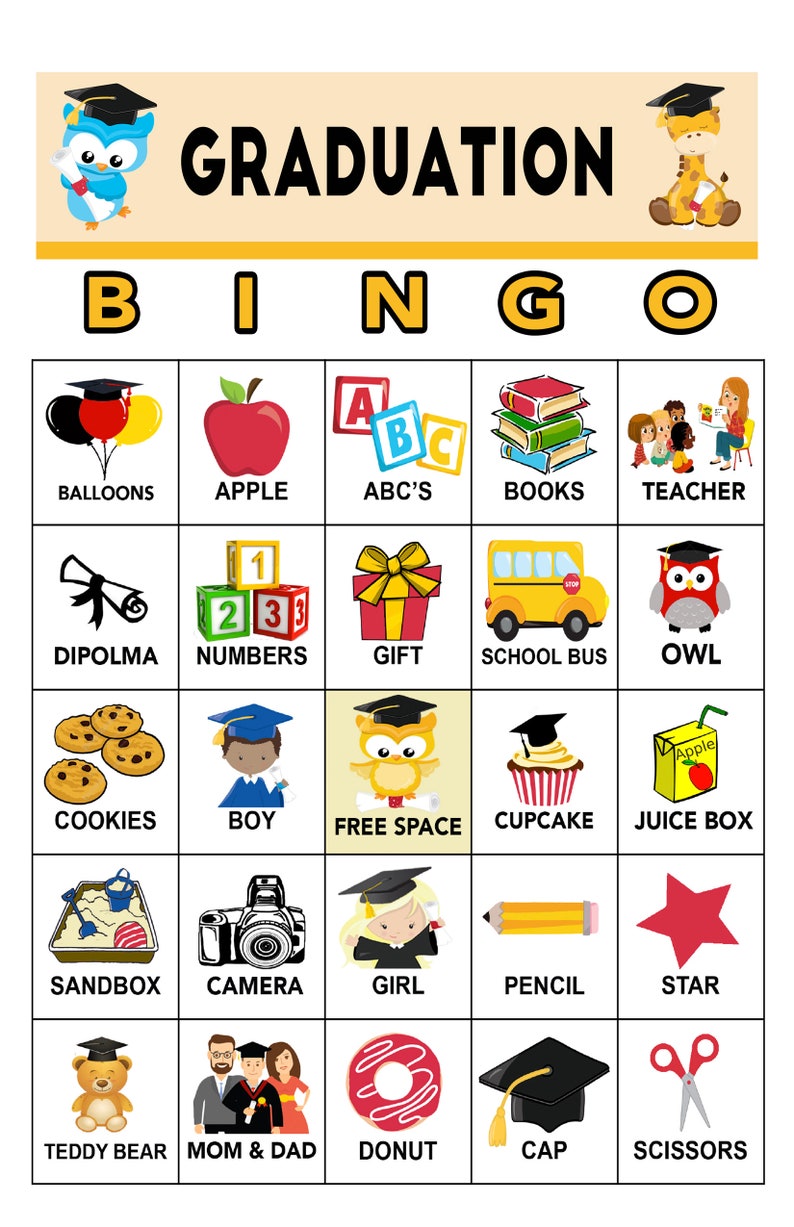Preschool Graduation Bingo Kindergarten Graduation Bingo | Etsy