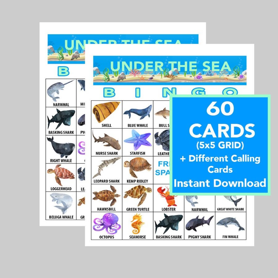 Under the Sea Bingo Game, Summer and Beach Fun, Summer Fun Games for ...