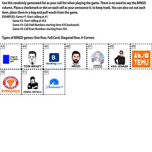 Football Game, the Big Game Commercial Bingo, 5x5 Bingo Cards, Instant ...